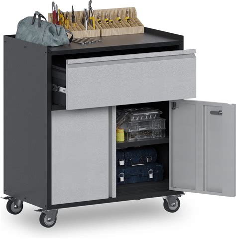 Waqiv Metal Storage Cabinet With Wheels Mobile Metal Tool