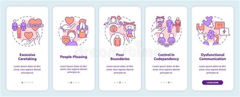 Walkthrough Codependent Relationship With Linear Icons Stock Vector Illustration Of Emotion