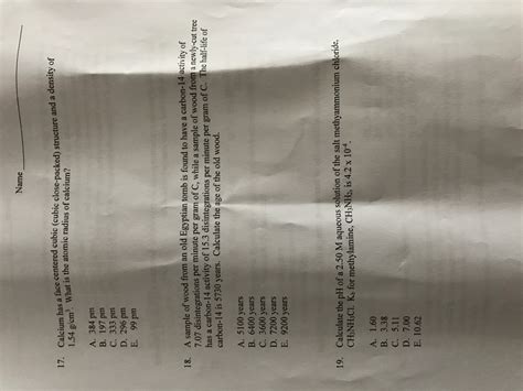 Solved Calcium Has A Face Centered Cubic Cubic