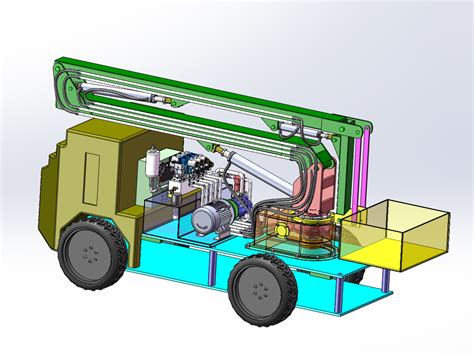 高空作业车结构及液压系统设计 SOLIDWORKS 2018 模型图纸下载 懒石网