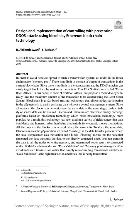 Design And Implementation Of Controlling With Preventing Ddos Attacks Using Bitcoin By Ethereum