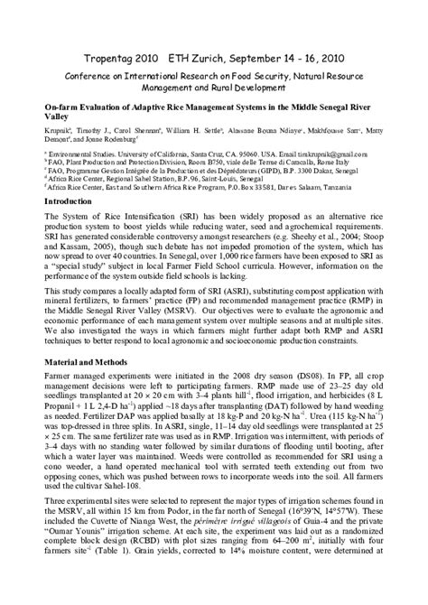 Pdf Adaptive On Farm Evaluation Of Resource Conserving Rice