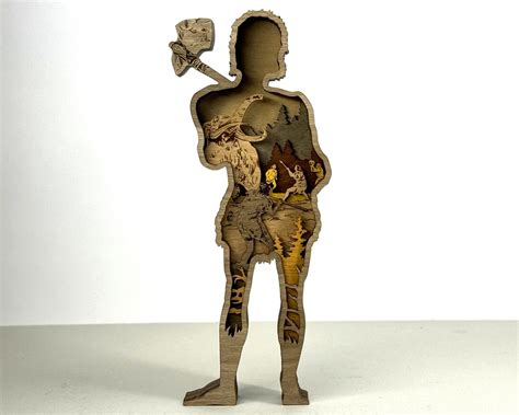 Caveman Svg Laser Cut Files 8 Layer Art Piece For Glowforge Multi