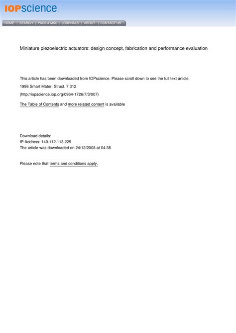 Pdf Miniature Piezoelectric Actuators Design Concept Fabrication And Performance Evaluation