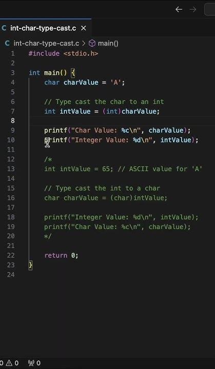 Type Casting In C With Example Int To Char C Programming Bangla