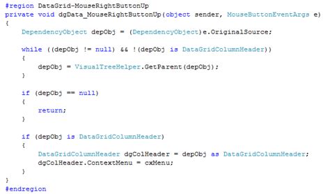 Hideun Hide Columns Using Context Menu In Datagrid In Wpf