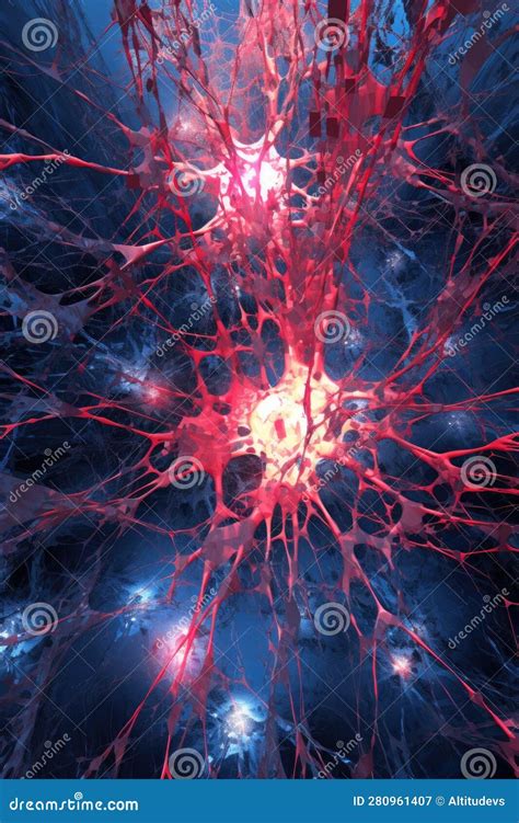 Abstract Neuron Network With Glowing Synapses Stock Illustration