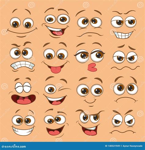 Sistema De La Expresi N De La Cara Historieta Del Emoticon Del Ejemplo