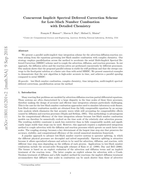 pdf concurrent implicit spectral deferred correction scheme for low