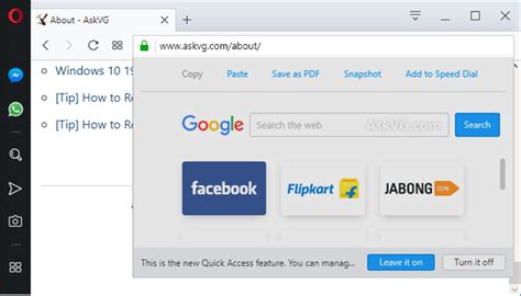 [opera Tip] Enable Disable Enhanced Address Bar Or Quick Access Pane Askvg