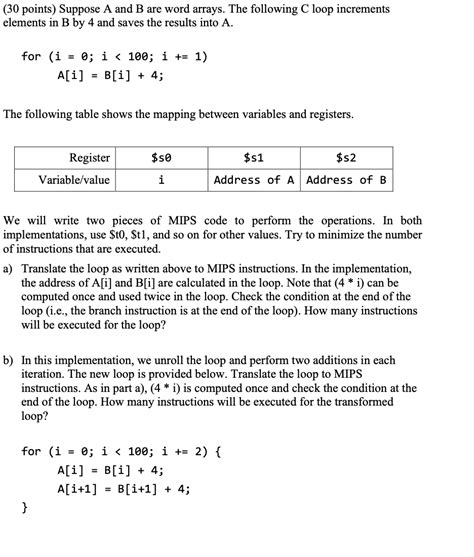 20 Points For Each Mips Instruction In The