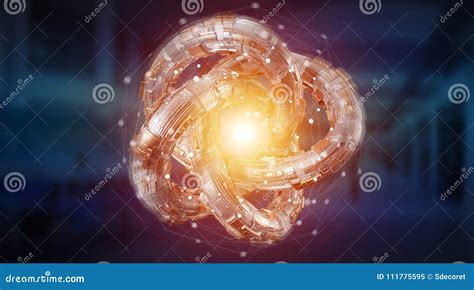 Futuristic Torus Technology Textured Object 3d Rendering Stock Illustration Illustration Of