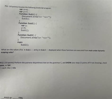 Solved Ps2 10 Points Assume The Following Javaseript