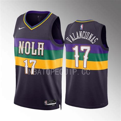 Jonas Valanciunas 17 New Orleans Pelicans Purple Jersey 2022 23 City Edition Swingman Bluefink