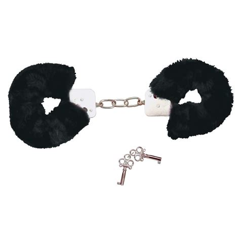 Bad Kitty Black Plush Handcuffs Pleasurable