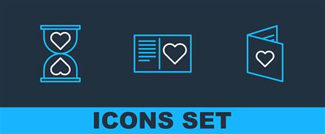 하트가 있는 발렌타인 데이 전단지를 설정하고 하트는 중앙 모래시계와 아이콘을 설정합니다 벡터 고풍스런에 대한 스톡 벡터 아트 및 기타 이미지 Istock