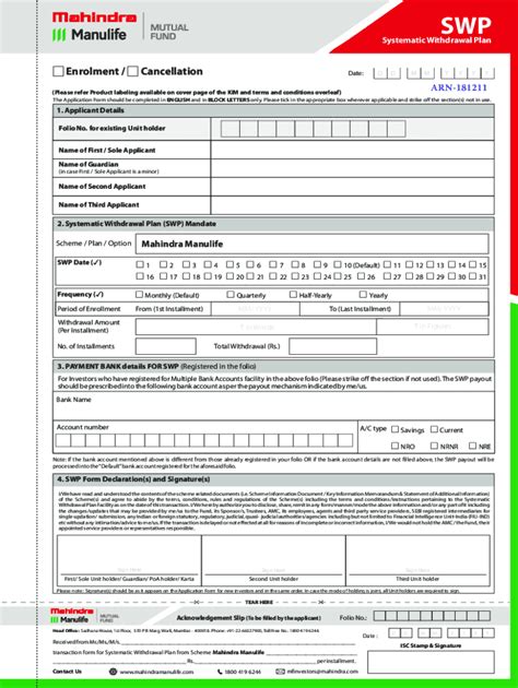 Fillable Online Systematic Withdrawal Plan Swp Form2022 Edit Cdr Fax Email Print Pdffiller