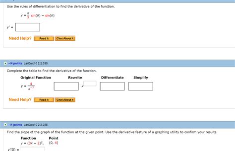 Solved Use The Rules Of Differentiation To Find The Deriv Chegg Com
