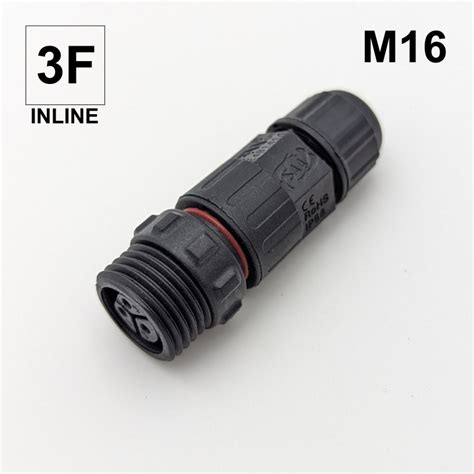 M16 3pin Female Inline Ip67 Connector Optoled