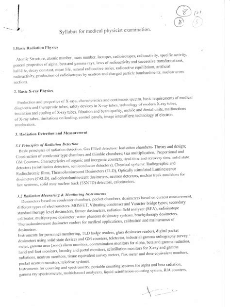 Syllabus Medical Physicist Pdf