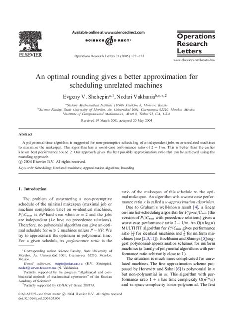 pdf an optimal rounding gives a better approximation for scheduling unrelated machines