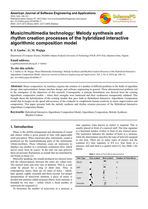 pdf music multimedia technology melody synthesis and rhythm creation processes of the