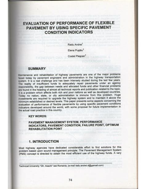 pdf evaluation of performance of flexible pavement by using specific