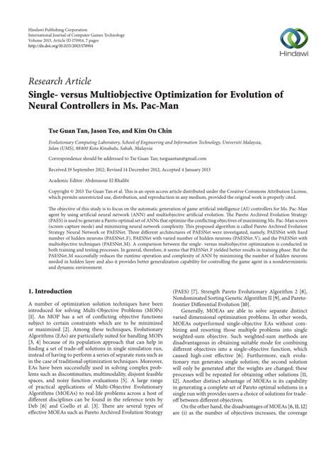 pdf single versus multiobjective optimization for evolution of