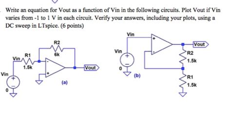 Solved Write An Equation For Vout As A Function Of Vin In