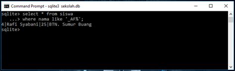 operator like di database sqlite lebak cyber