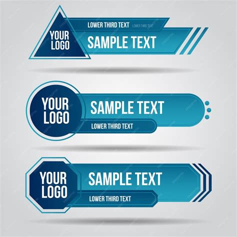 낮은 세 번째 Tv 블루 디자인 템플릿 현대 현대 배너 바 스크린 방송 세트 프리미엄 벡터