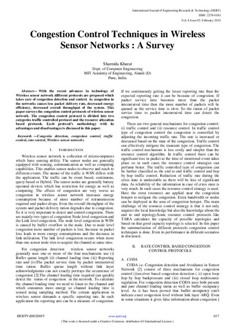 pdf ijert congestion control techniques in wireless sensor networks