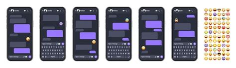 Premium Vector Smartphone Messaging App User Interface With Emoji Sms Text Frame Chat Screen
