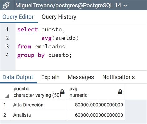 agrupar registros usando group by en postgresql