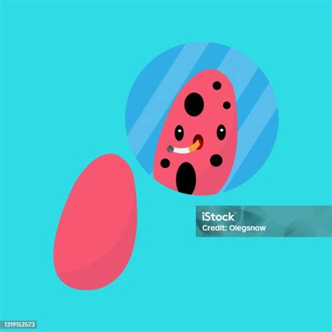 인간의 폐 만화 캐릭터는 거울을 보고 어두운 반점과 그의 입 나쁜 습관과 흡연 개념에 담배와 그의 반사를 본다 거울에 대한 스톡 벡터 아트 및 기타 이미지 Istock