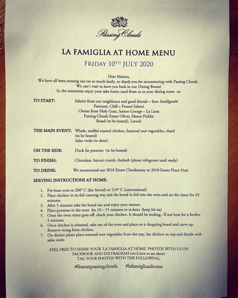 Menu At Passing Clouds Musk Vic Musk