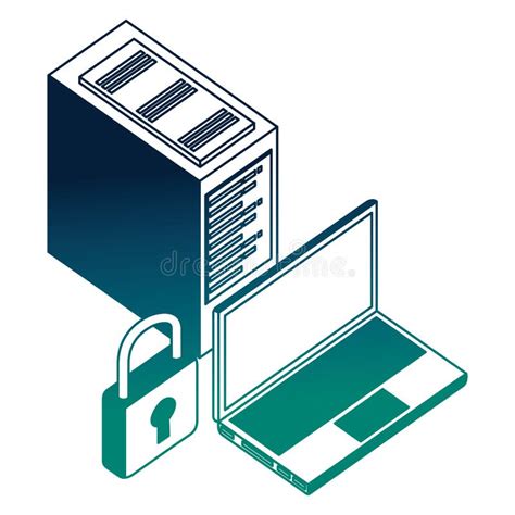 Laptop Computer Tower Cpu Security Network Data Stock Illustration Laptop Computer Tower Cpu Security Network Data Stock Illustration