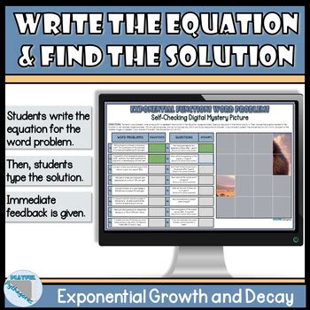 Exponential Functions Word Problems Self Checking Digital Activity