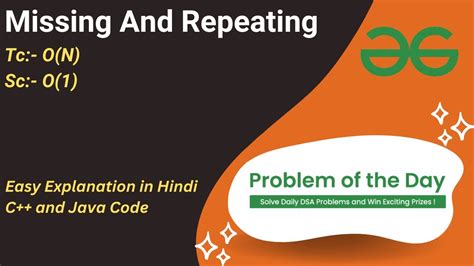 Missing And Repeating Array Gfg Potd C Java Code Kar Lo Youtube