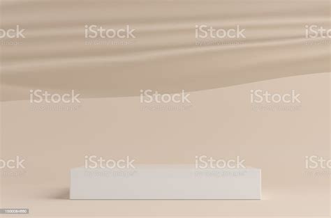 제품 연단 흰색 사각형 연단 베이지색 배경 3d 일러스트레이션 갈색에 대한 스톡 사진 및 기타 이미지 갈색 강단 개념
