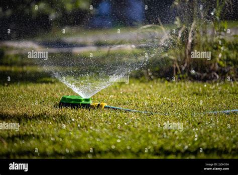 Automatic Lawn Watering System In Operation In Summer High Quality Photo Stock Photo Alamy