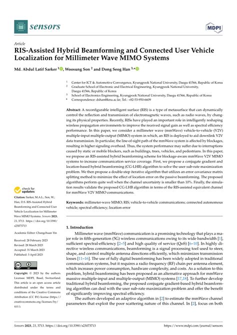 Pdf Ris Assisted Hybrid Beamforming And Connected User Vehicle Localization For Millimeter