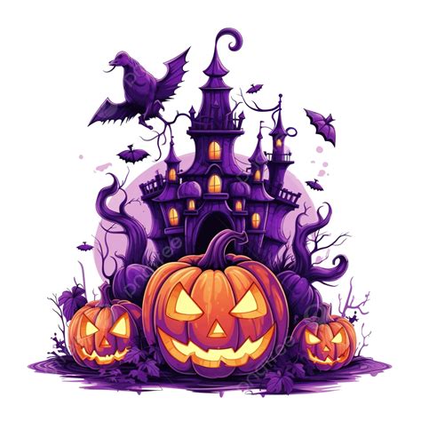 Happy Halloween Horizontal Purple Greeting Postcard With Fun Pumpklin Jack Pumpkin Face