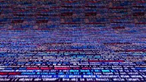 Infinite Code In Matrix Animation Endless Text Of Multicolored Program Codes On Black