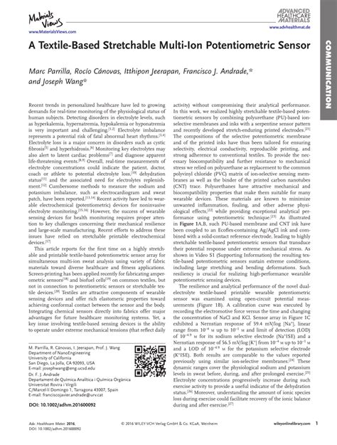 Pdf A Textile Based Stretchable Multi Ion Potentiometric Sensor