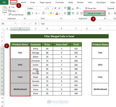 How To Filter In Excel With Merged Cells Step By Step Procedure