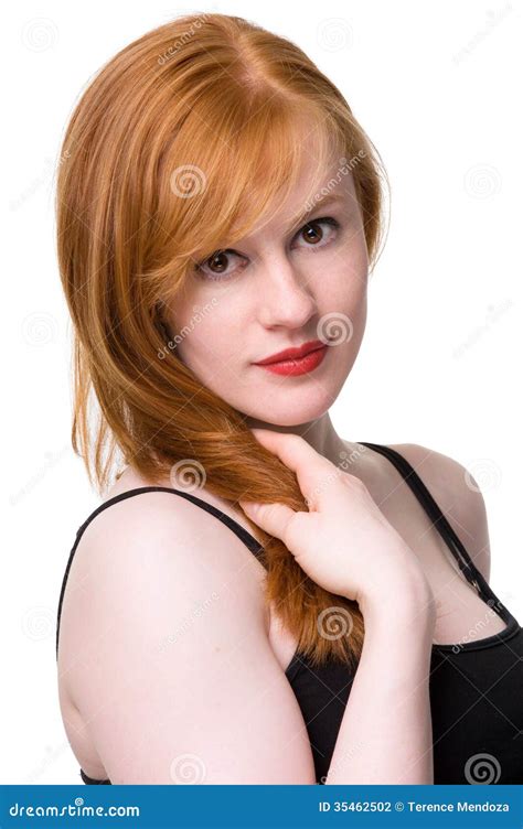 Portrait Of Beautiful Redhead Stock Photo Image Of Isolated Shiny