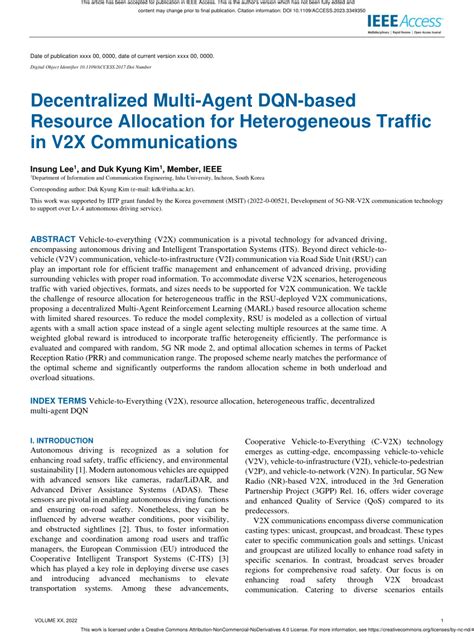 Pdf Decentralized Multi Agent Dqn Based Resource Allocation For