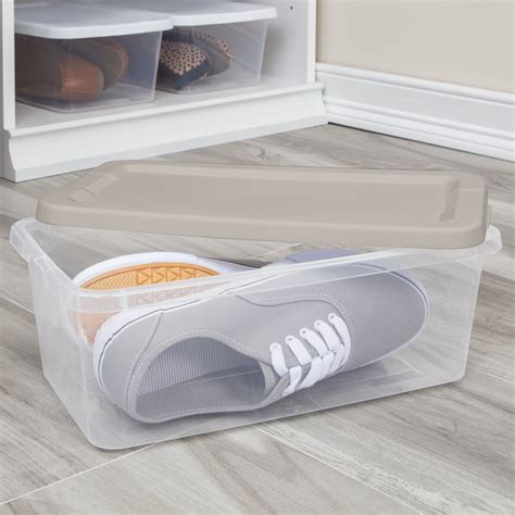 Sterilite 6 Qt Storage Box Plastic Adult Grey Pumice