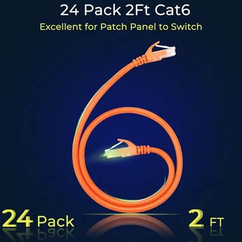 Rapink Patch Cables Cat6 2ft 24 Pack Ethernet Patch Cable 10g